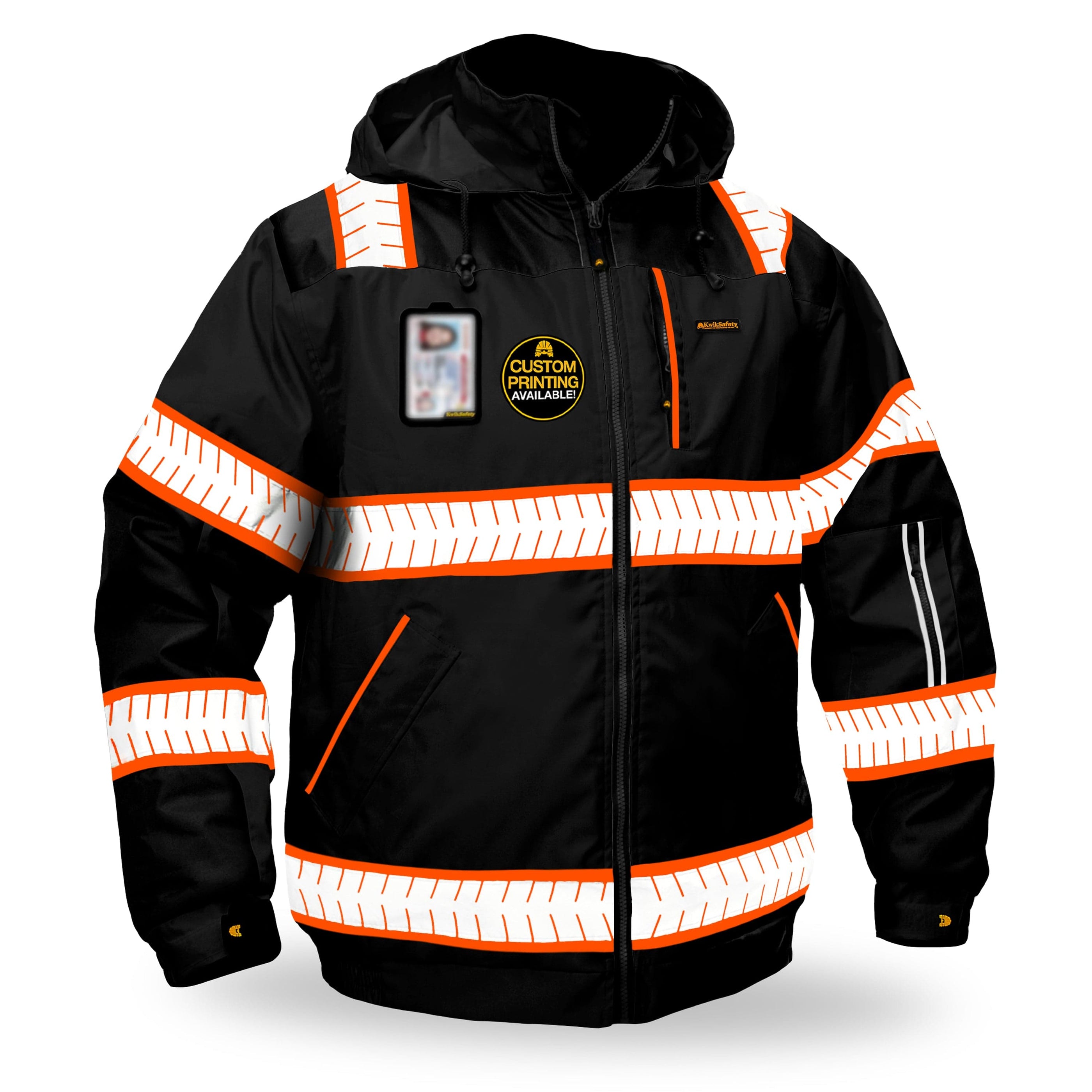 KwikSafety ENFORCER Safety Bomber Jacket (DETACHABLE ID POCKET) Hi Vis