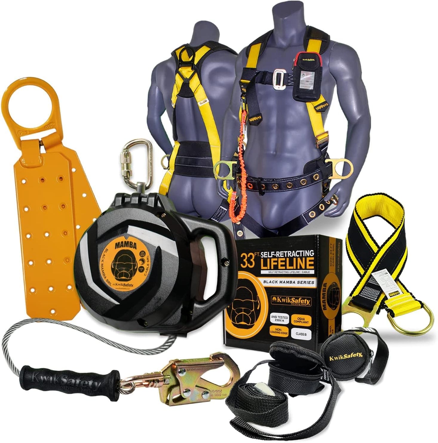KwikSafety 33' MAMBA CABLE Self Retracting Lifeline ANSI Class B SRL