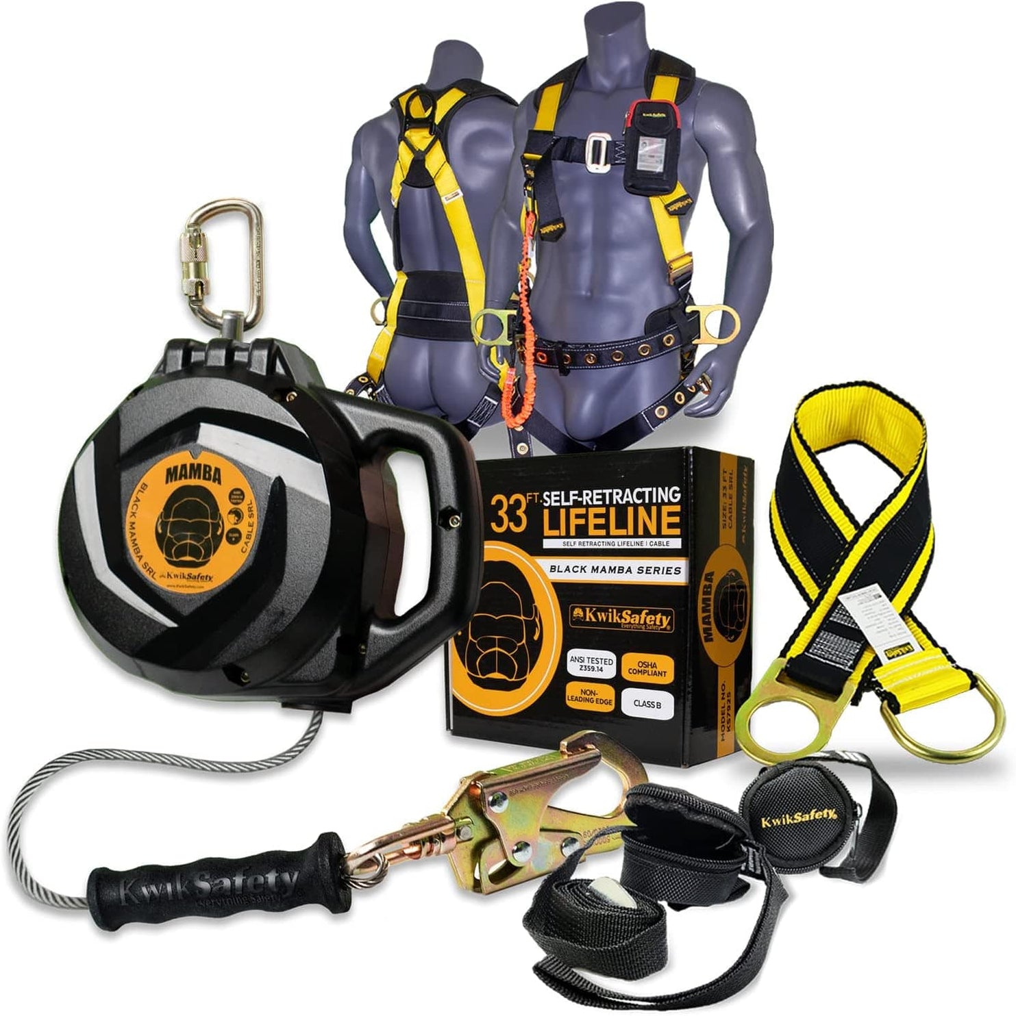 KwikSafety 33' MAMBA CABLE Self Retracting Lifeline ANSI Class B SRL