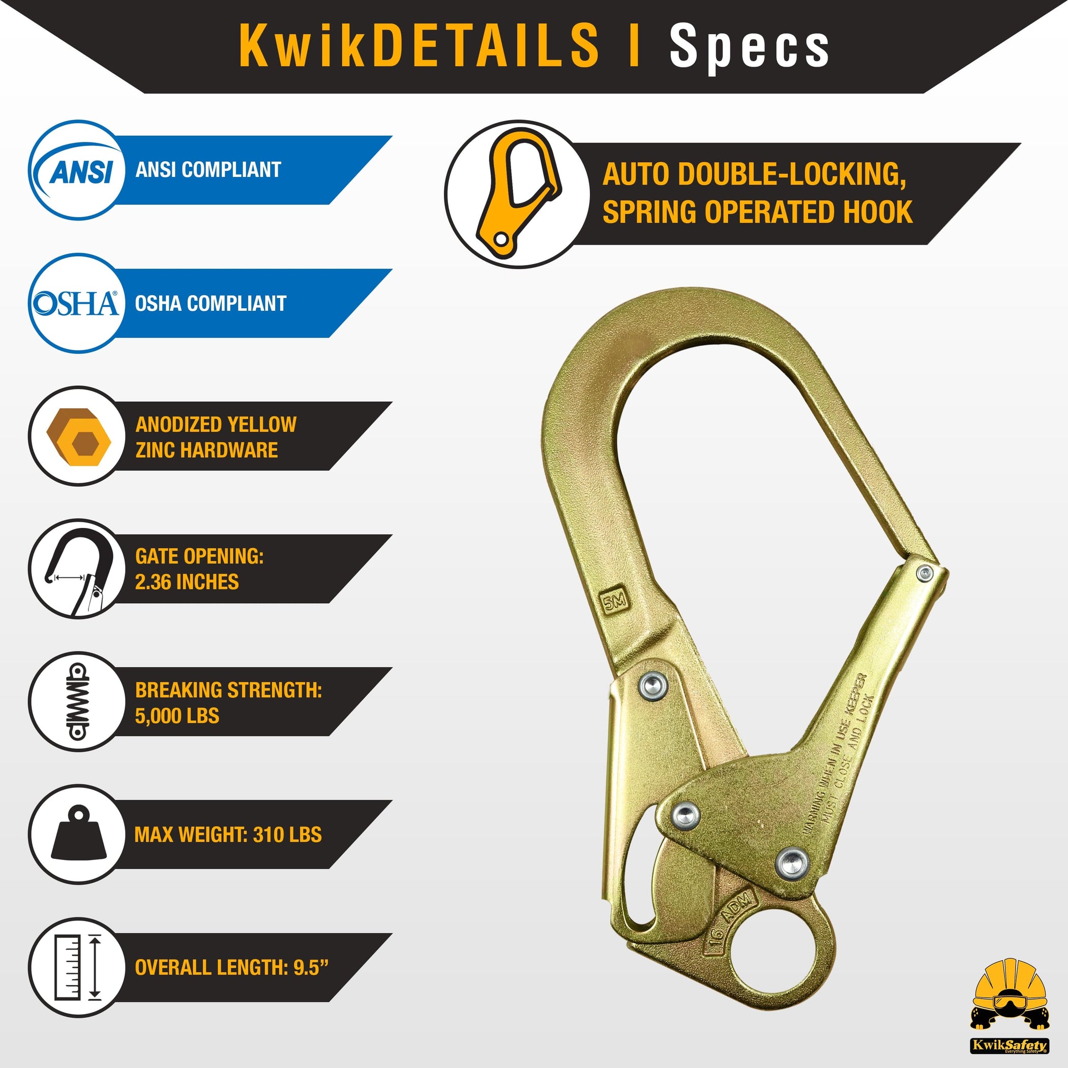 KwikSafety BOND N-3630 Rebar Hook (DOUBLE-LOCKING) Heat Treated Forged