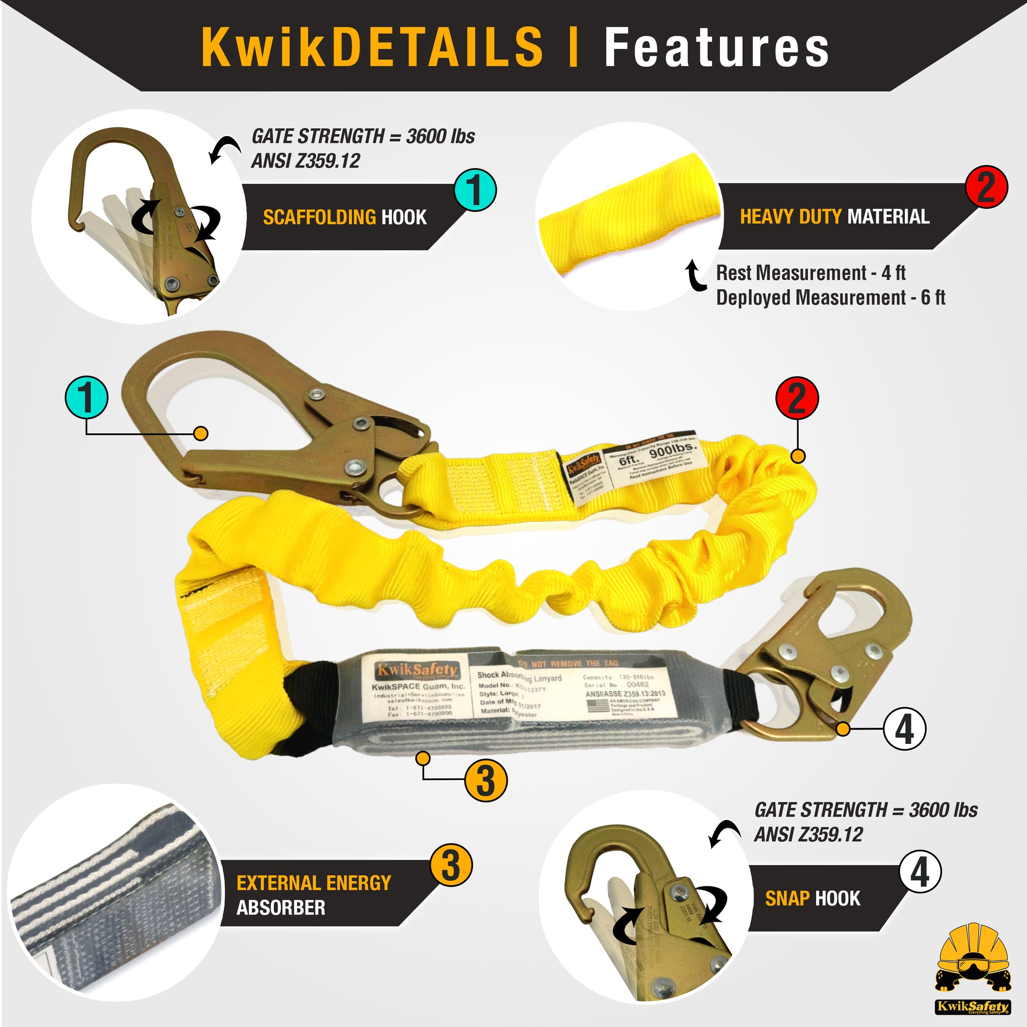 KwikSafety SUPERCELL Safety Harness ANSI Fall Protection Tongue Buckle