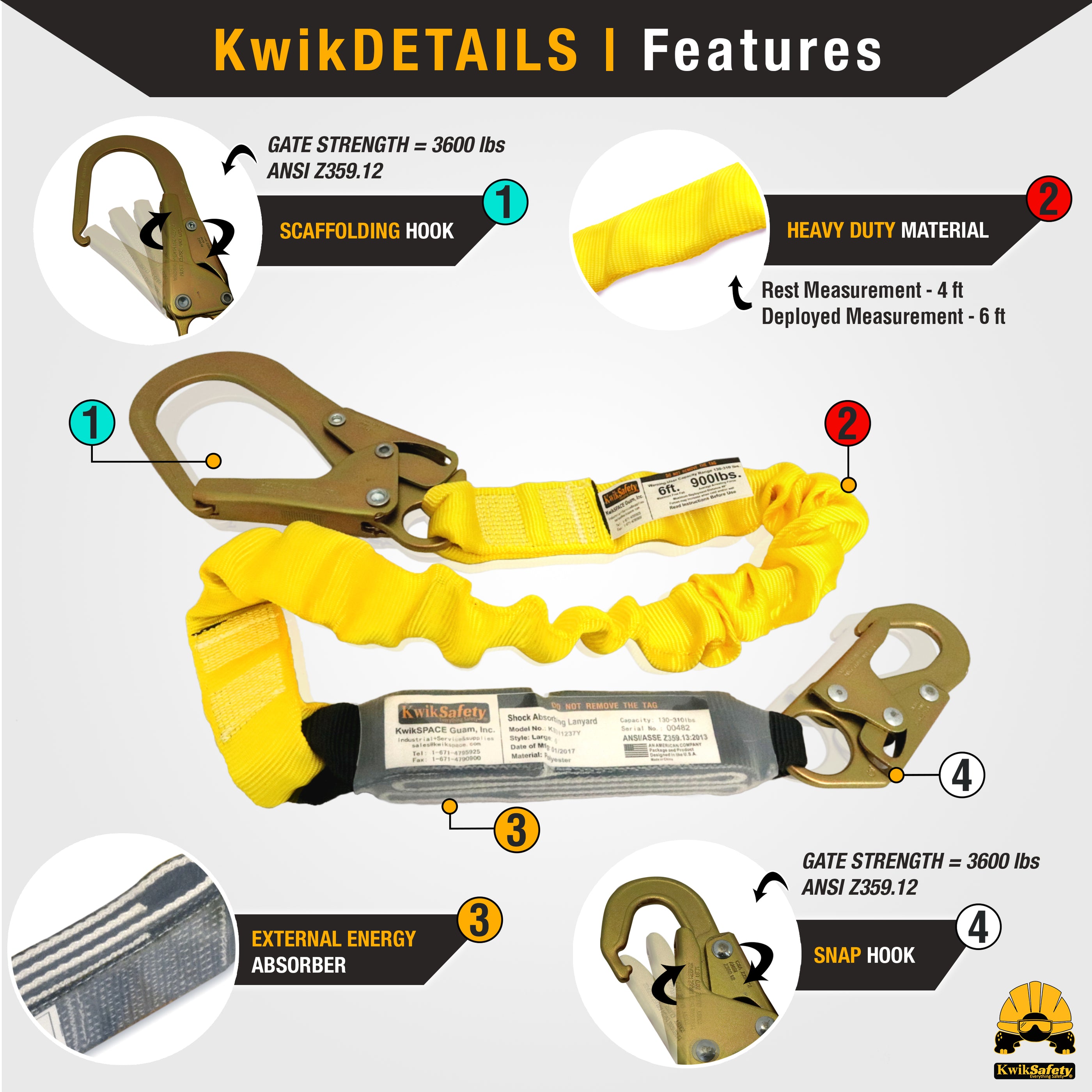 KwikSafety SUPERCELL Safety Harness ANSI Fall Protection Tongue Buckle