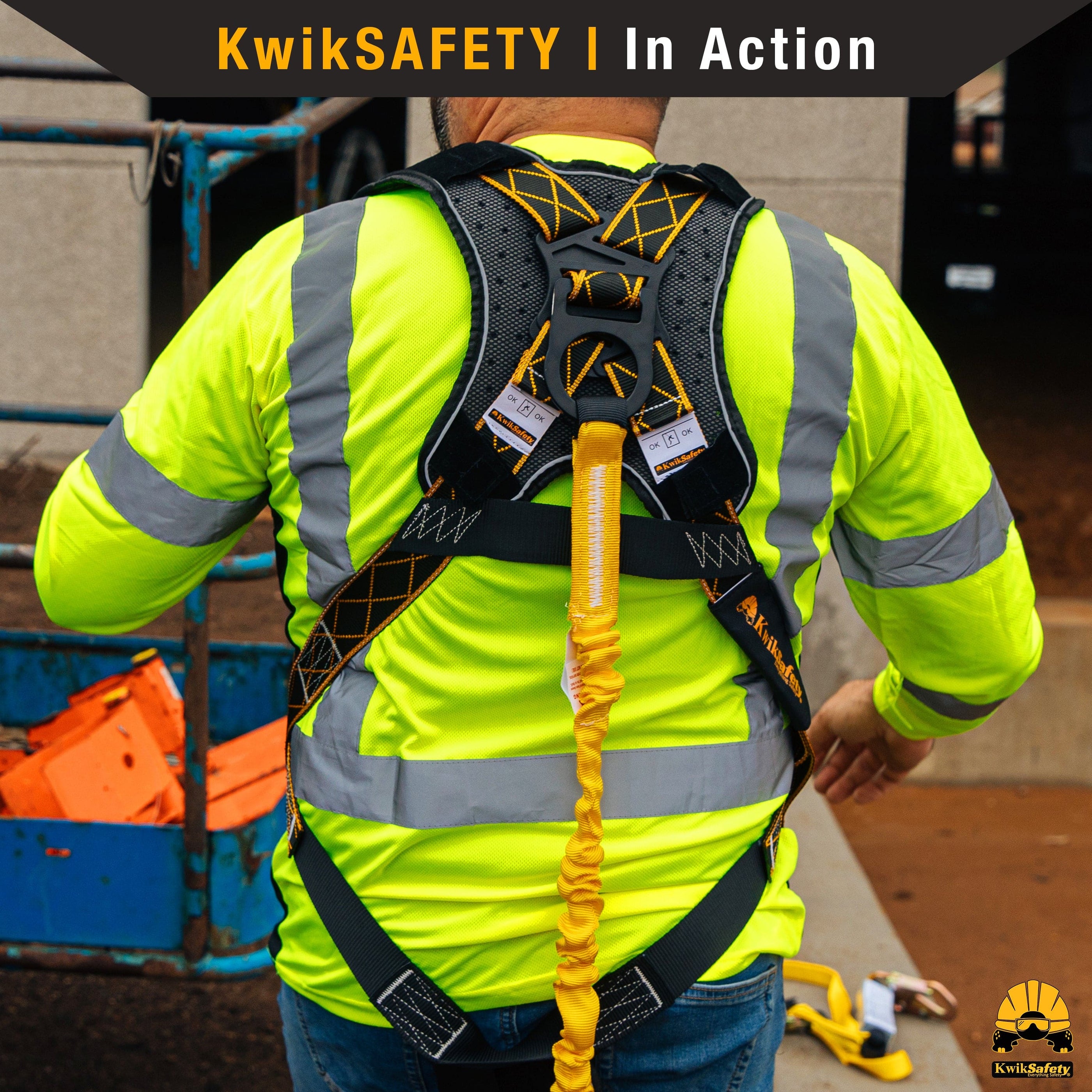 KwikSafety SCORPION DiamondBACK Safety Harness (w/ Attached 6 ft Lanya