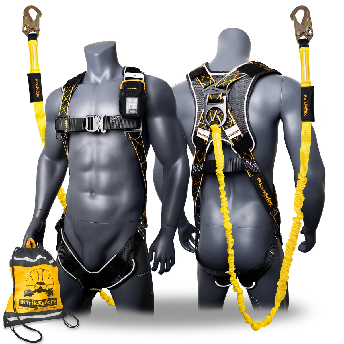 KwikSafety SCORPION DiamondBACK Safety Harness (w/ Attached 6 ft Lanya