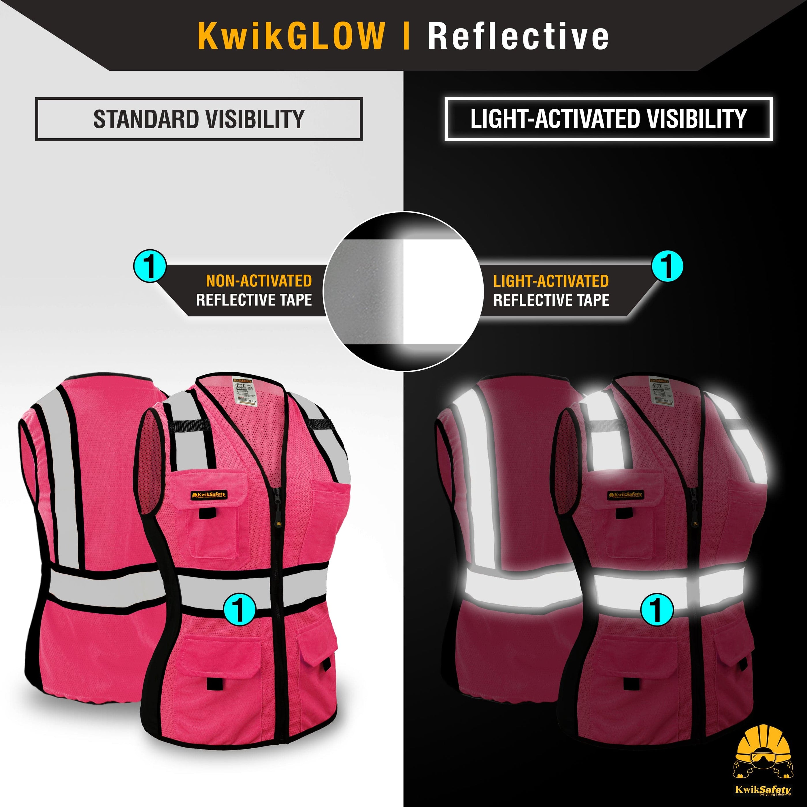 KwikSafety PINK LADY Safety Vest for Women (RELAXED FIT) Reflective AN