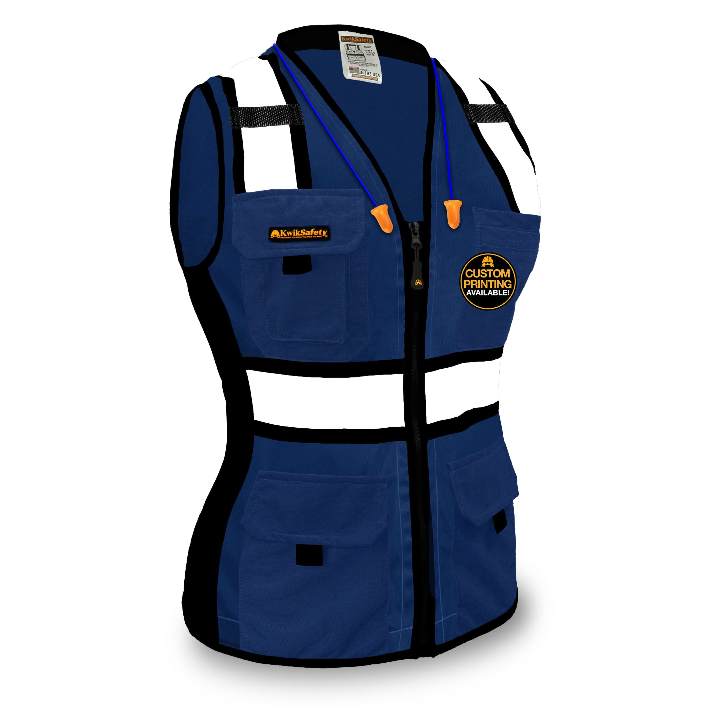 KwikSafety BLUE LADY Safety Vest for Women (RELAXED FIT) Reflective AN