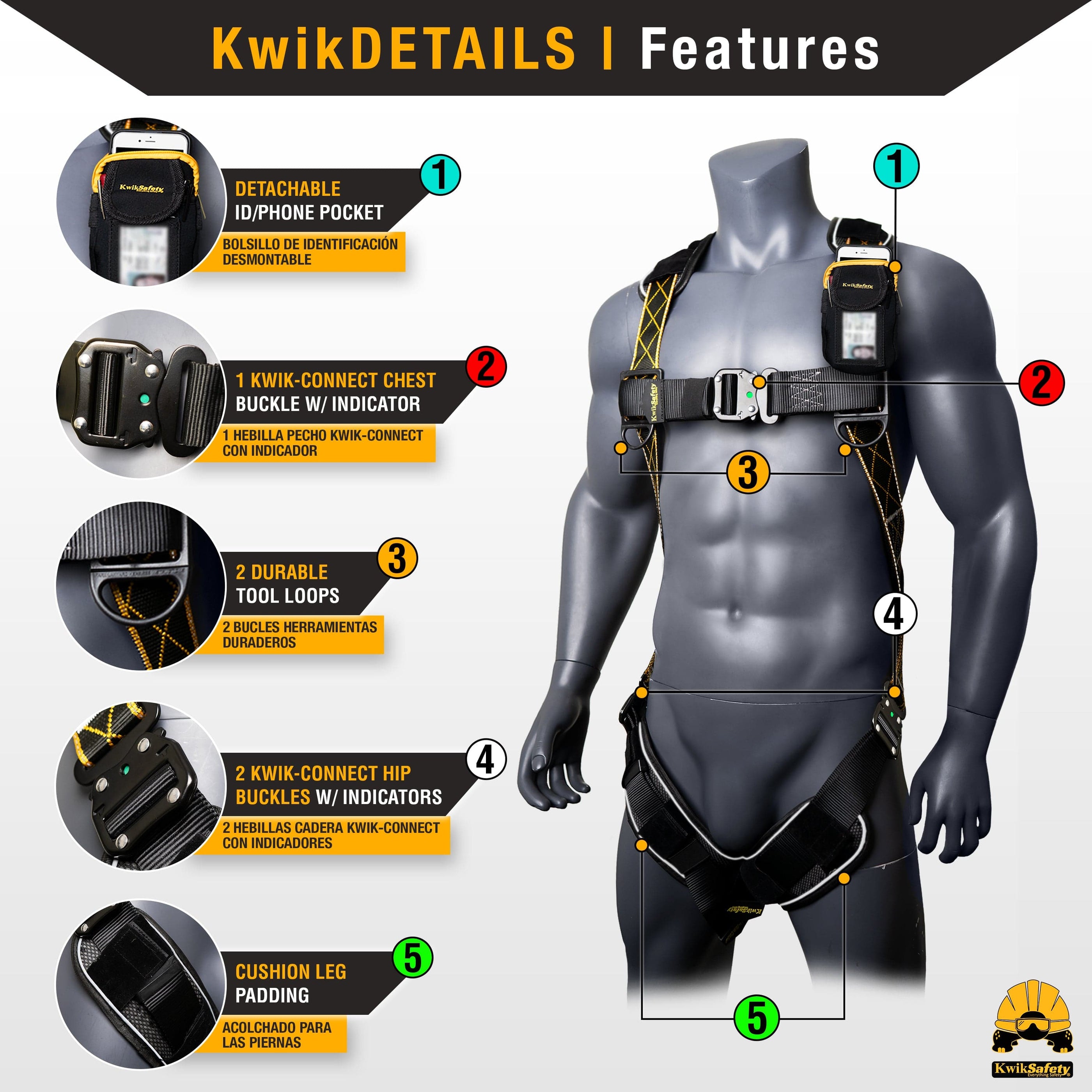 KwikSafety TORNADO DiamondBACK Safety Harness (3 Kwik-Connect Buckles)