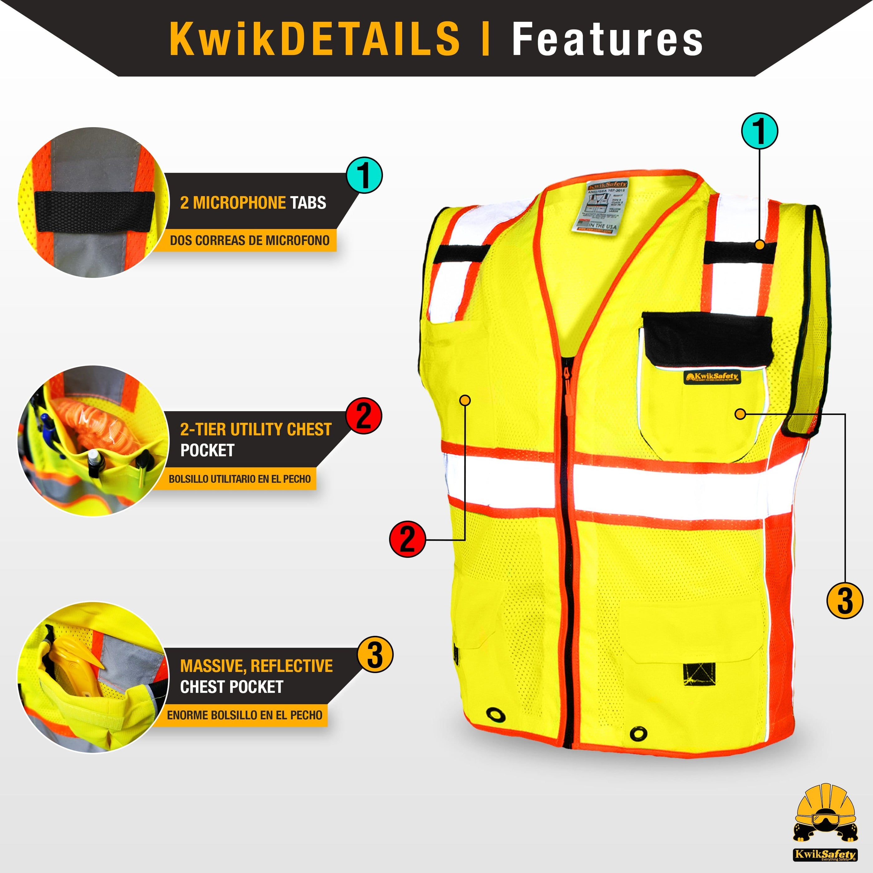 KwikSafety SUPREME Safety Vest (10 Pockets) Class 2 ANSI Tested OSHA C