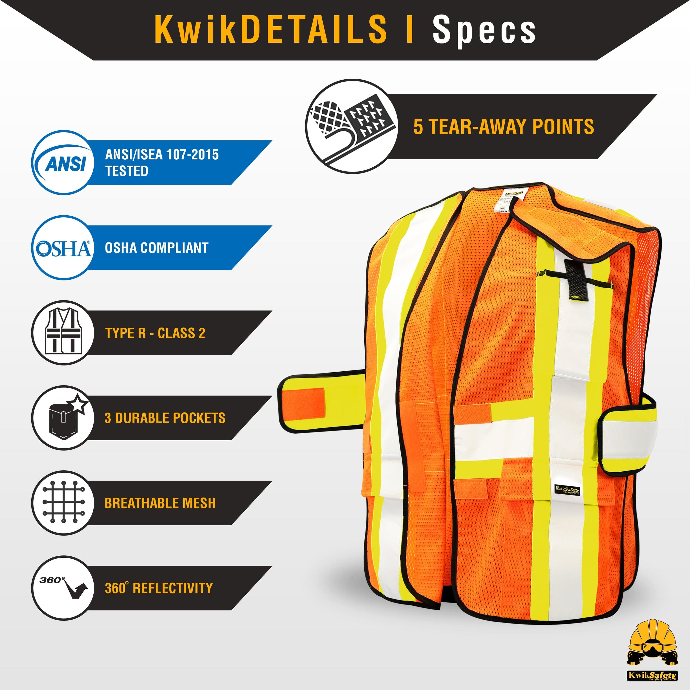 KwikSafety FIRST RESPONDER Hi Vis Reflective Breakaway Class 2 Safety