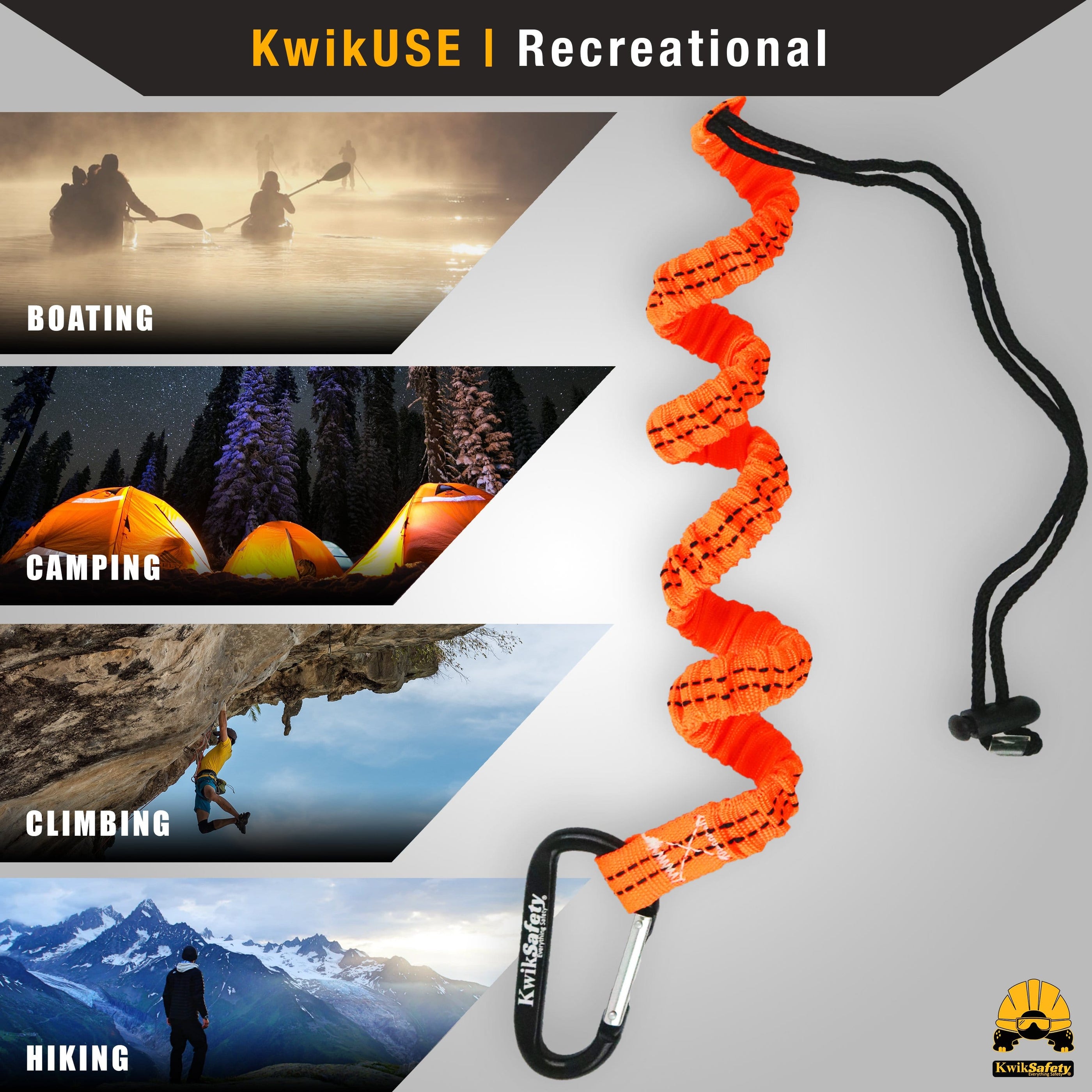 KwikSafety TENTACLE Light Duty Retractable Bungee Tool Lanyard w/ Cara