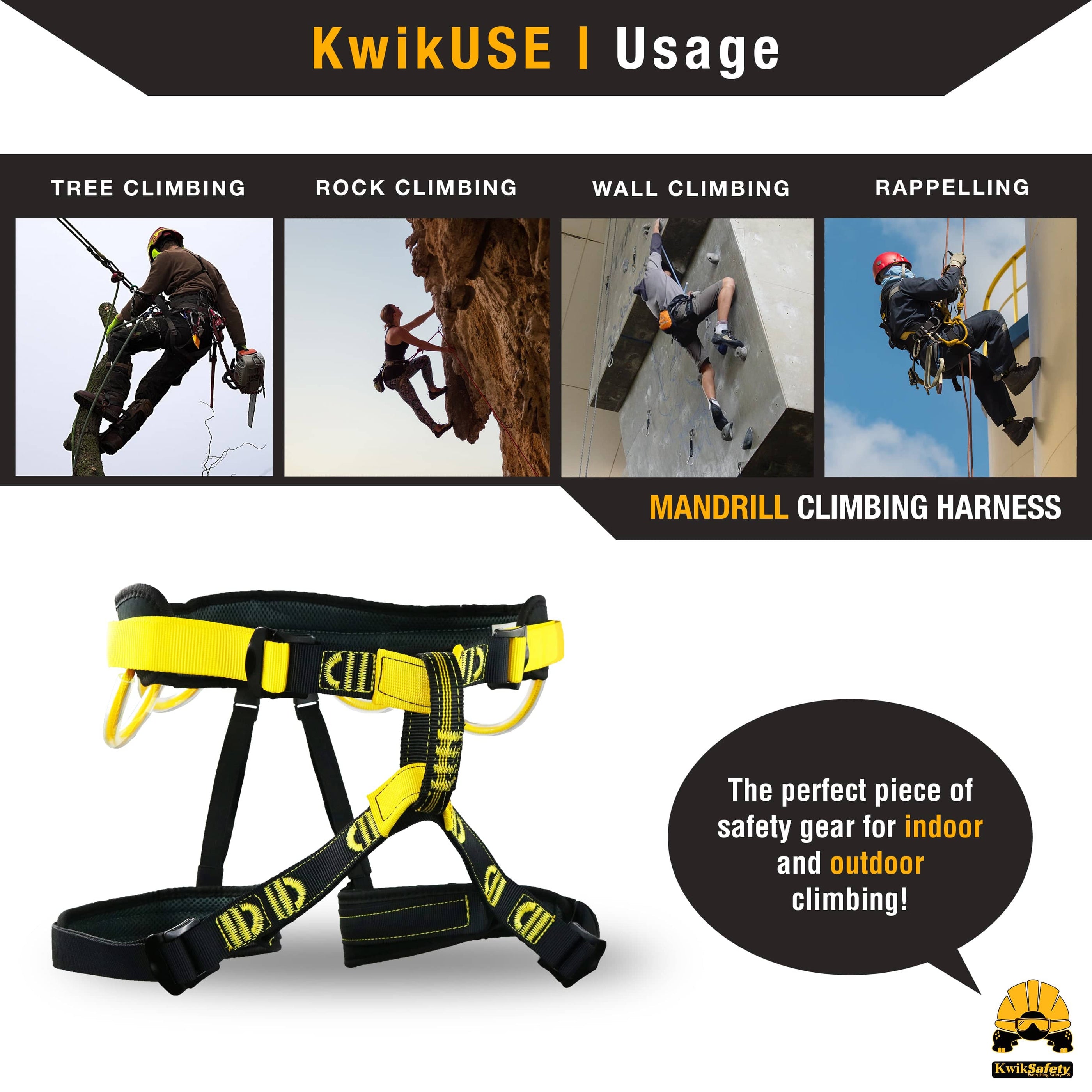 KwikSafety MANDRILL Climbing Harness Outdoor Gear - Model No.: KS6608