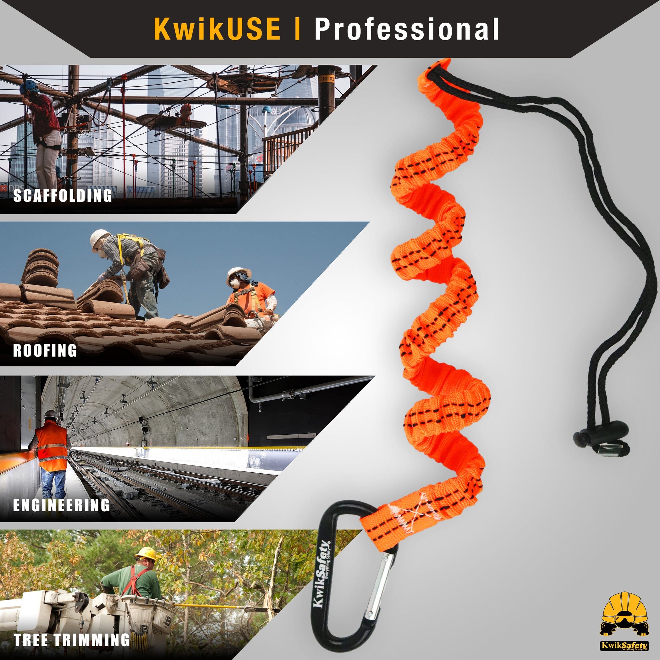 KwikSafety TENTACLE Light Duty Retractable Bungee Tool Lanyard w/ Cara